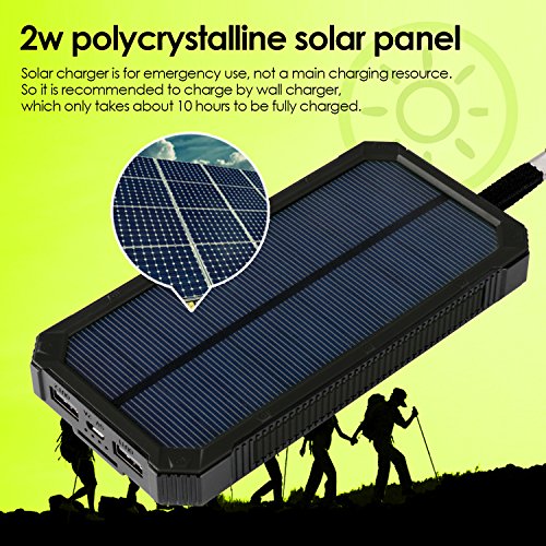Solar Charger, Levin 15000mAh Solar Power Bank with 8 LED Flashlight D